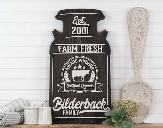 Personalized Milk Can Shape Farmhouse Style Wood Cutout Sign | Etsy