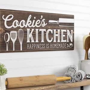 Personalized Kitchen Happiness is Homemade Wood Sign Wall Art. Retro ...