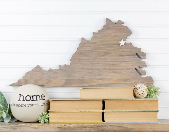 Virginia State Shape Wood Sign Cutout Wall Art. Modern Rustic | Etsy