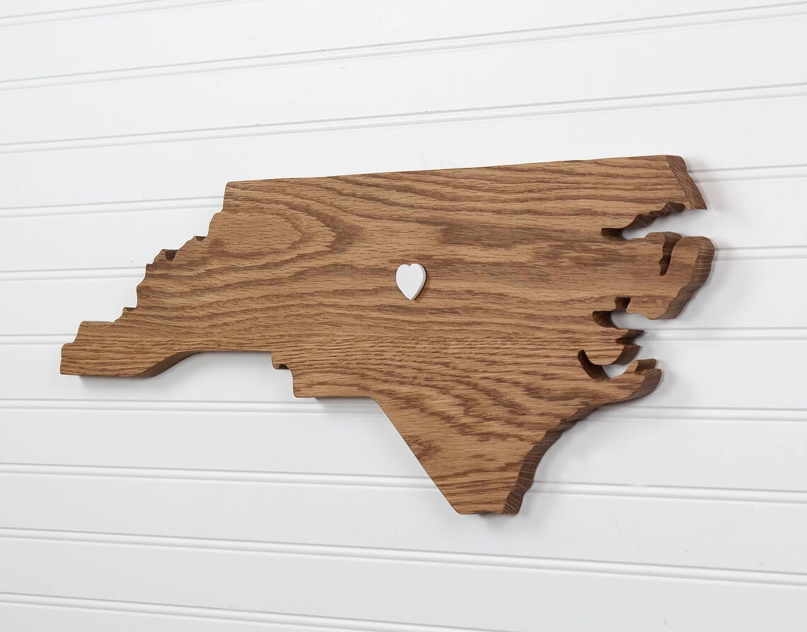 North Carolina State Shape Wood Sign Cutout Wall Art. Modern Rustic ...