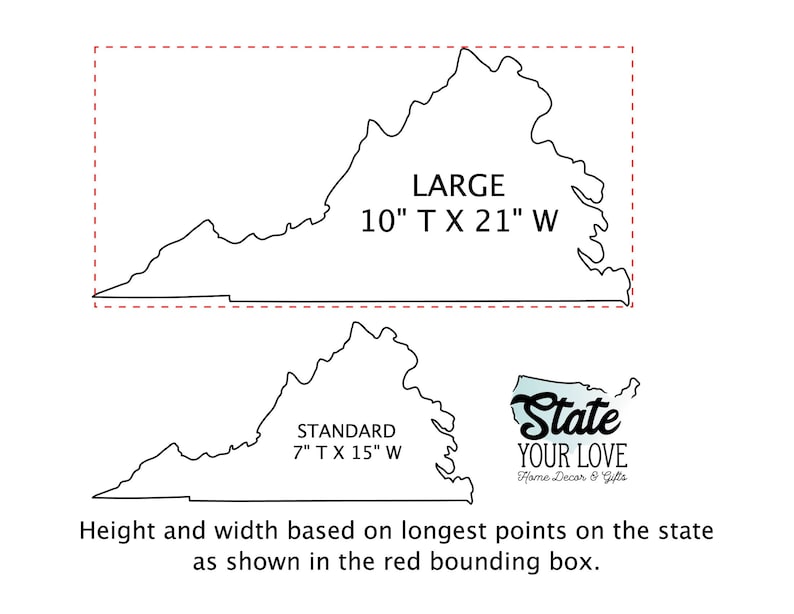 Virginia State Shape Wood Sign Cutout Wall Art. Modern Rustic - Etsy