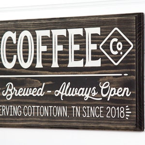 Personalized Coffee Shop Farmhouse Retro Style Wood Sign. 3 Sizes 9 ...