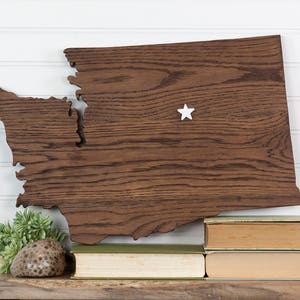 Washington State Shape Wood Sign Cutout Wall Art. Modern Rustic ...