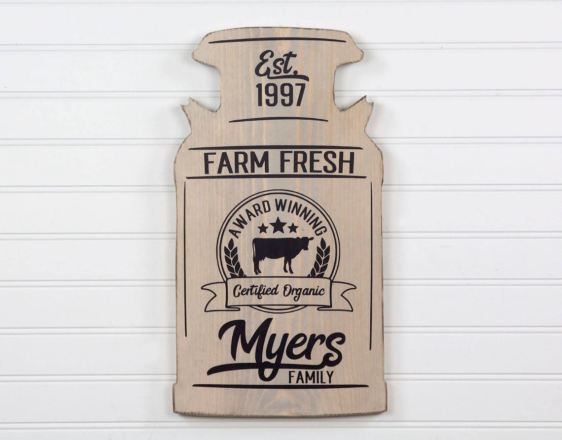Personalized Milk Can Shape Farmhouse Style Wood Cutout Sign. - Etsy