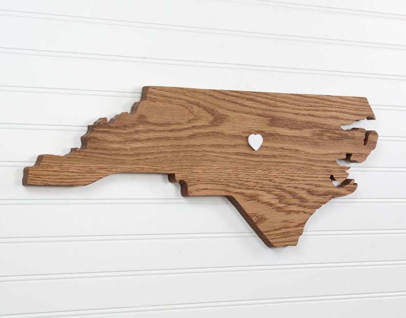 North Carolina State Shape Wood Sign Cutout Wall Art. Modern Rustic ...
