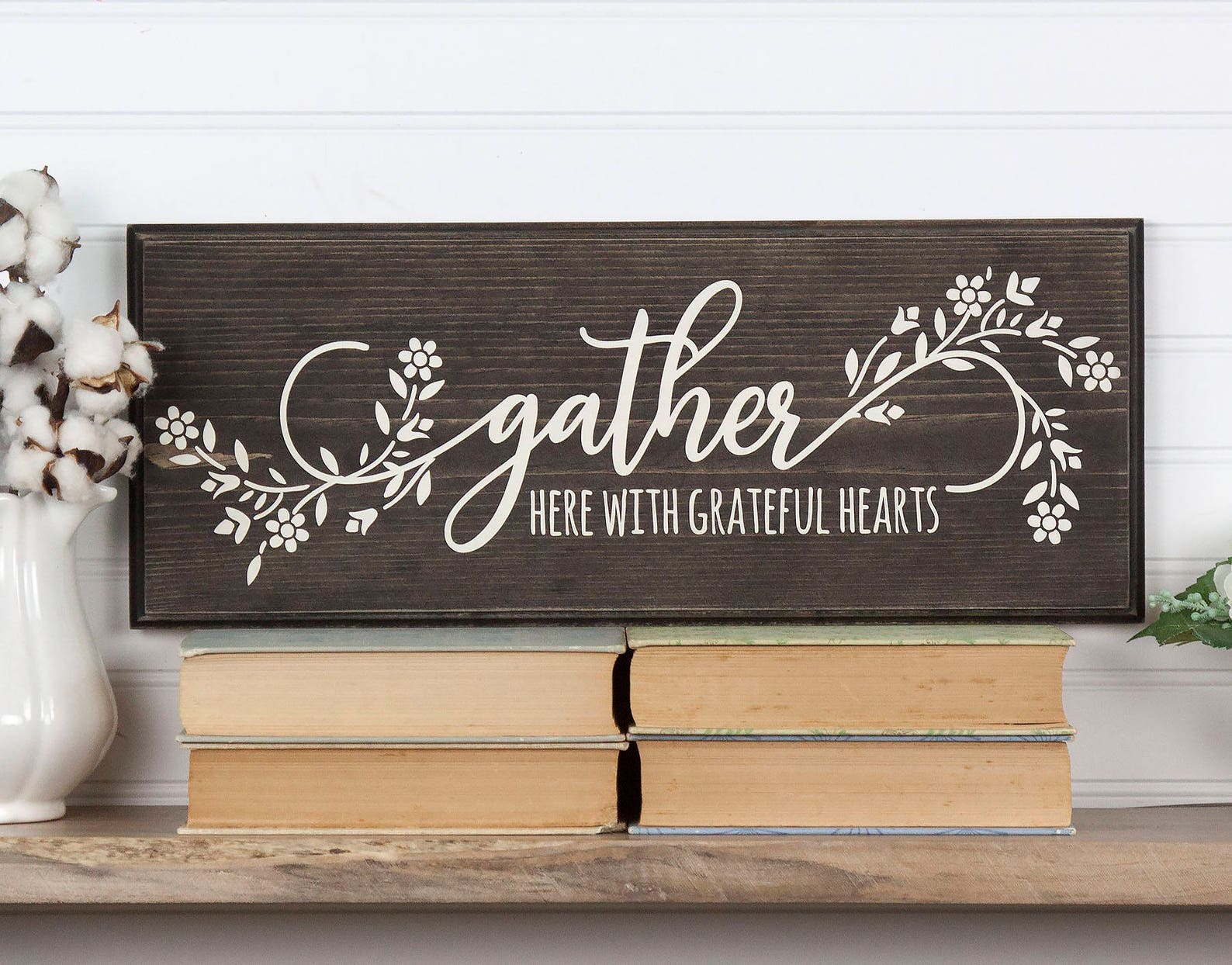Gather Here Grateful Hearts Wood Sign With Floral Design. 3 - Etsy Canada