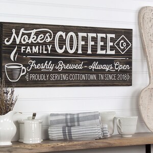 Personalized Coffee Shop Farmhouse Retro Style Wood Sign. 3 Sizes 9 ...