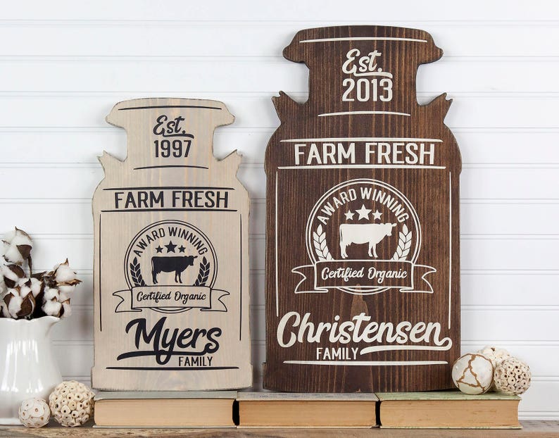 Personalized Milk Can Shape Farmhouse Style Wood Cutout Sign. - Etsy