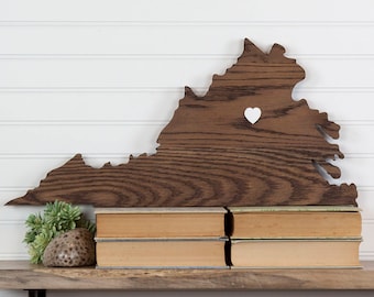 Virginia State Shape Wood Sign Cutout Wall Art. Modern Rustic | Etsy