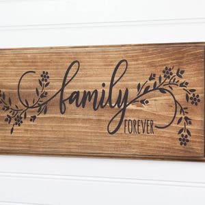 Family Forever Wood Sign With Floral Design. 3 Sizes 9 Colors ...