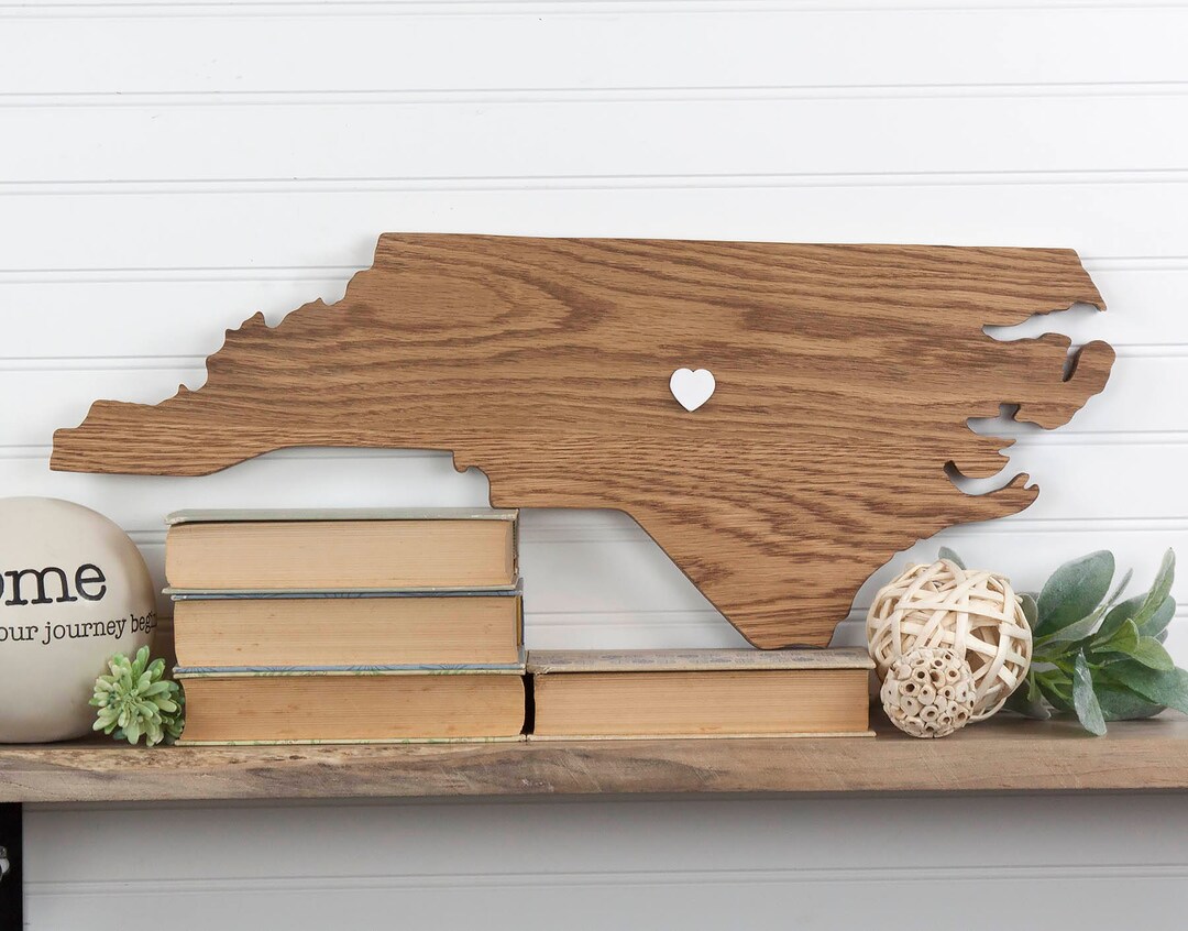 North Carolina State Shape Wood Sign Cutout Wall Art. Modern Rustic ...