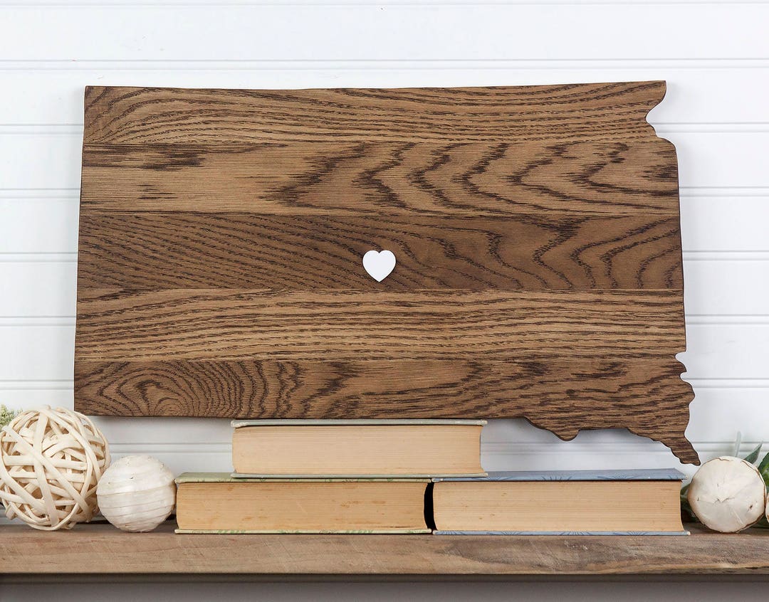 South Dakota State Shape Wood Sign Cutout Wall Art. Modern Rustic ...