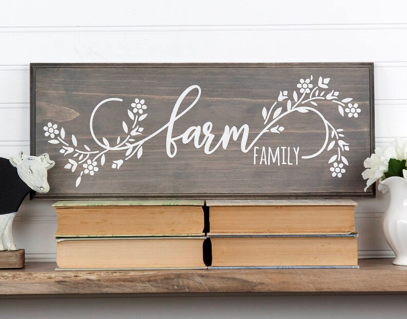 Farm Family Wood Sign With Modern Floral Design. 3 Sizes 9 Colors ...