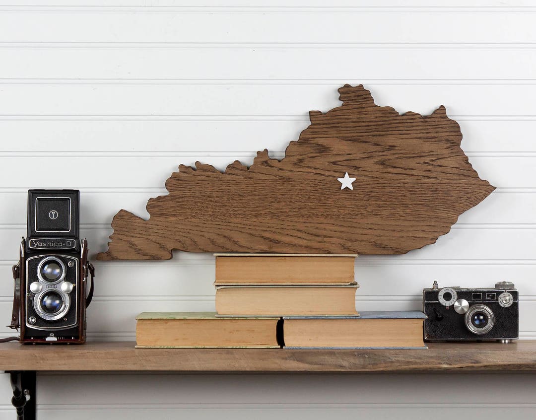Kentucky State Shape Wood Sign Cutout Wall Art. Modern Rustic ...
