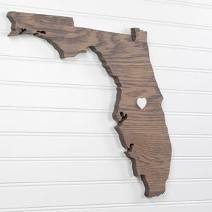 Florida State Shape Wood Sign Cutout Wall Art. Modern Rustic, Farmhouse ...