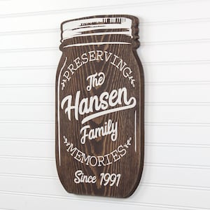 Personalized Mason Jar Shape Wood Cutout Sign Wall Art. Farmhouse Retro ...