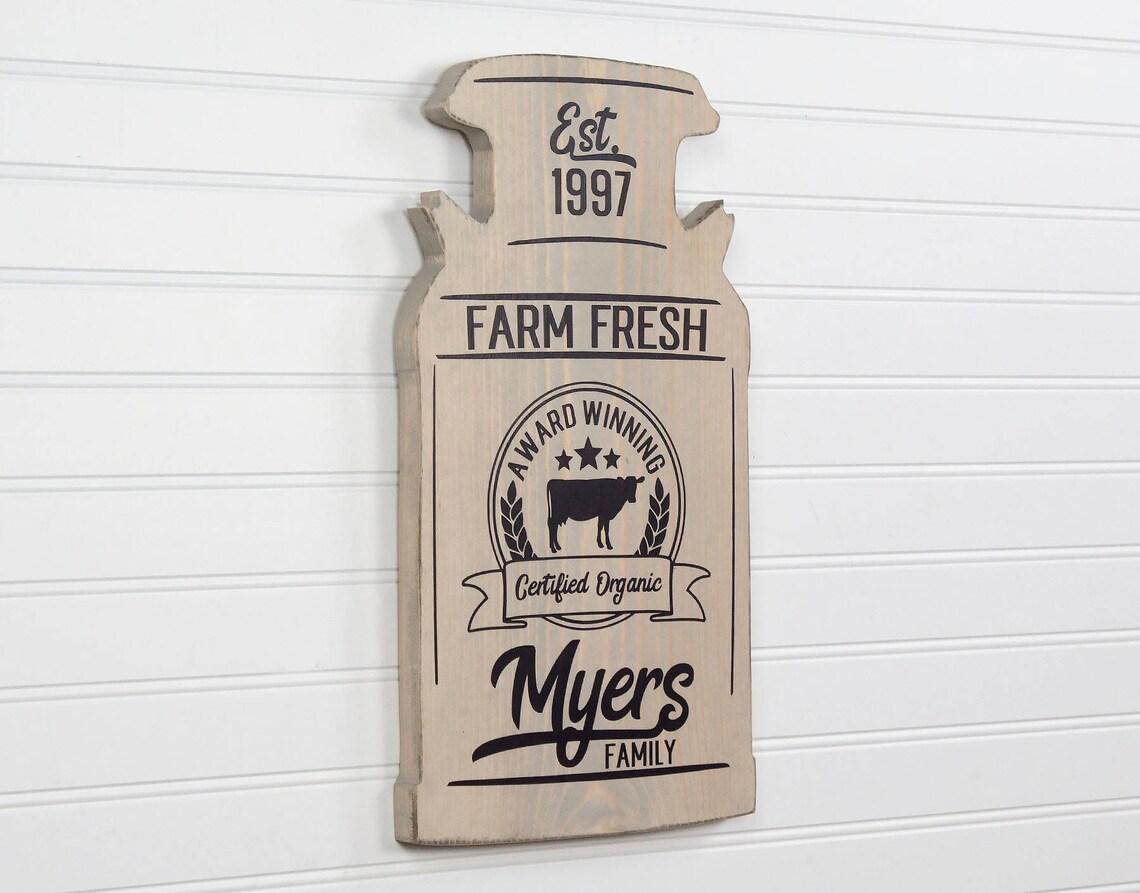 Personalized Milk Can Shape Farmhouse Style Wood Cutout Sign. - Etsy