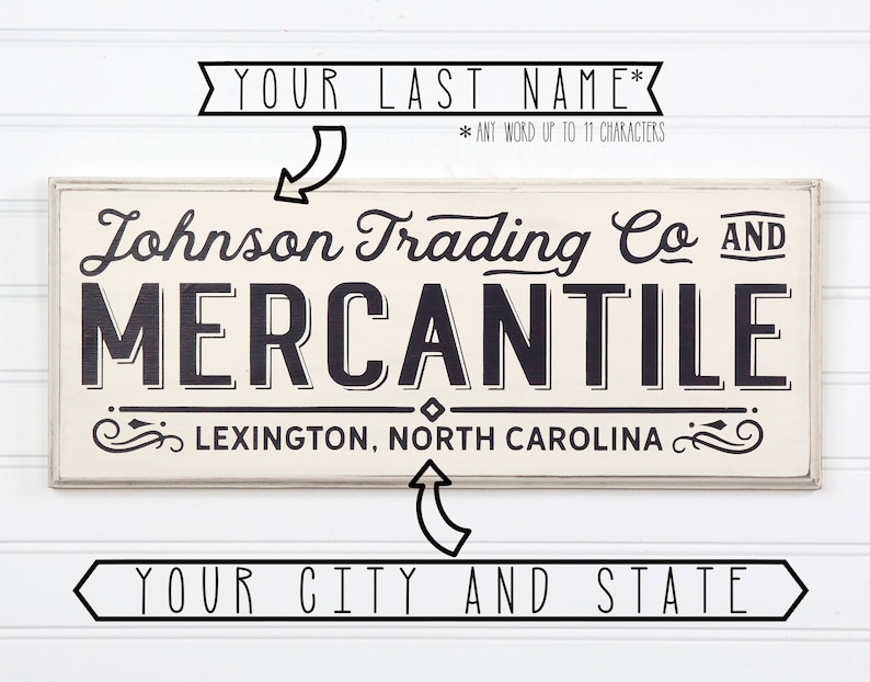 Personalized Mercantile Trading Company Farmhouse Retro Style Wood Sign ...