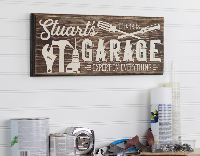 Personalized Workshop or Garage Wood Sign Wall Art Plaque. Custom Shop ...