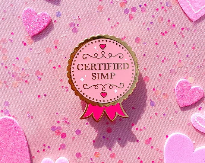 Certified Simp Badge Enamel Pin Valentine's Day Gift Bag Jacket Medal ...