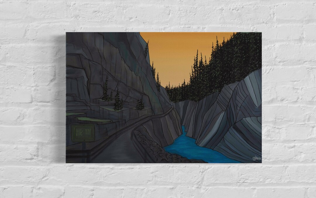Johnston Catwalk, Original Acrylic Painting, Johnston Canyon, Banff ...