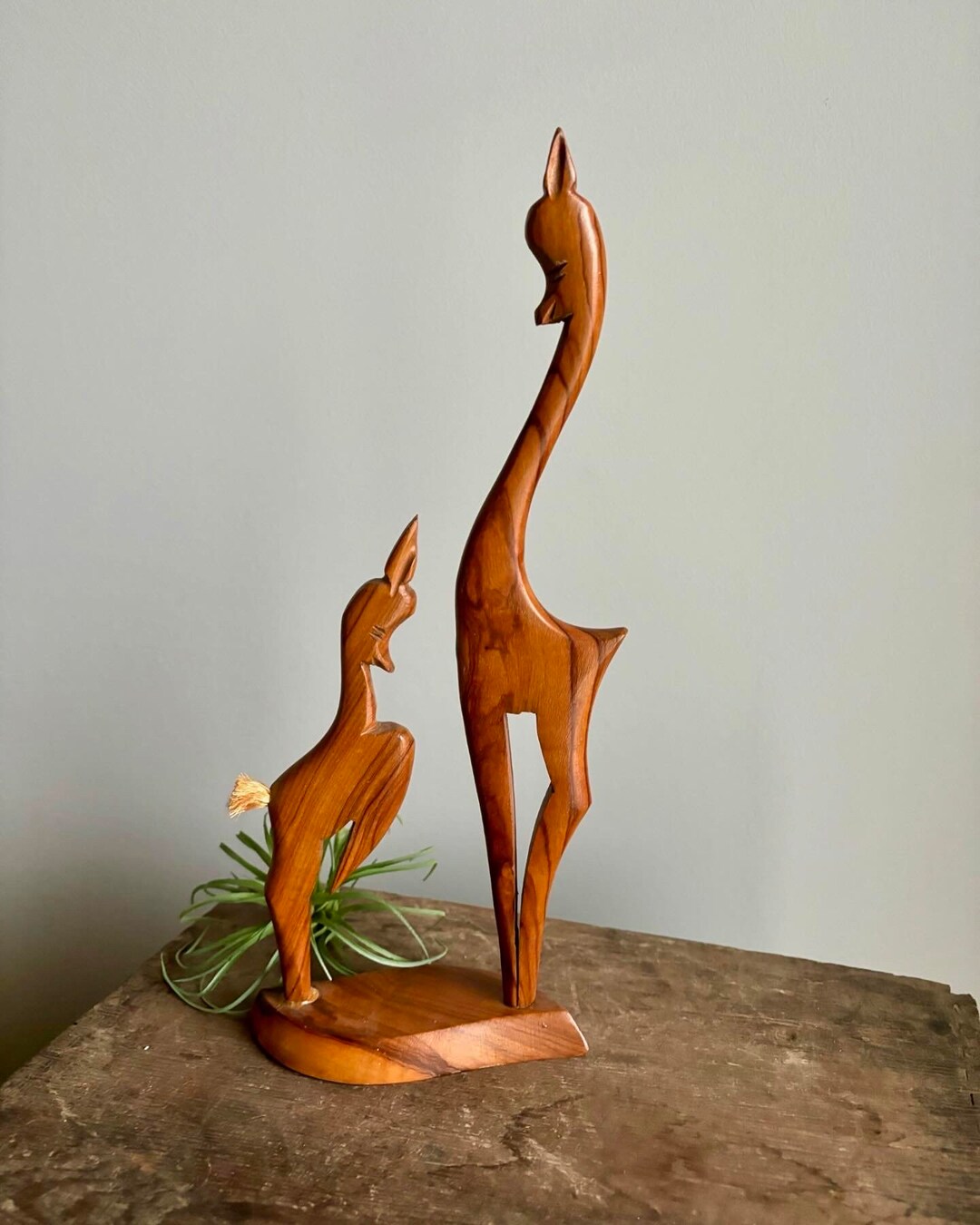 MCM Olive Wood Deer Sculpture - Etsy
