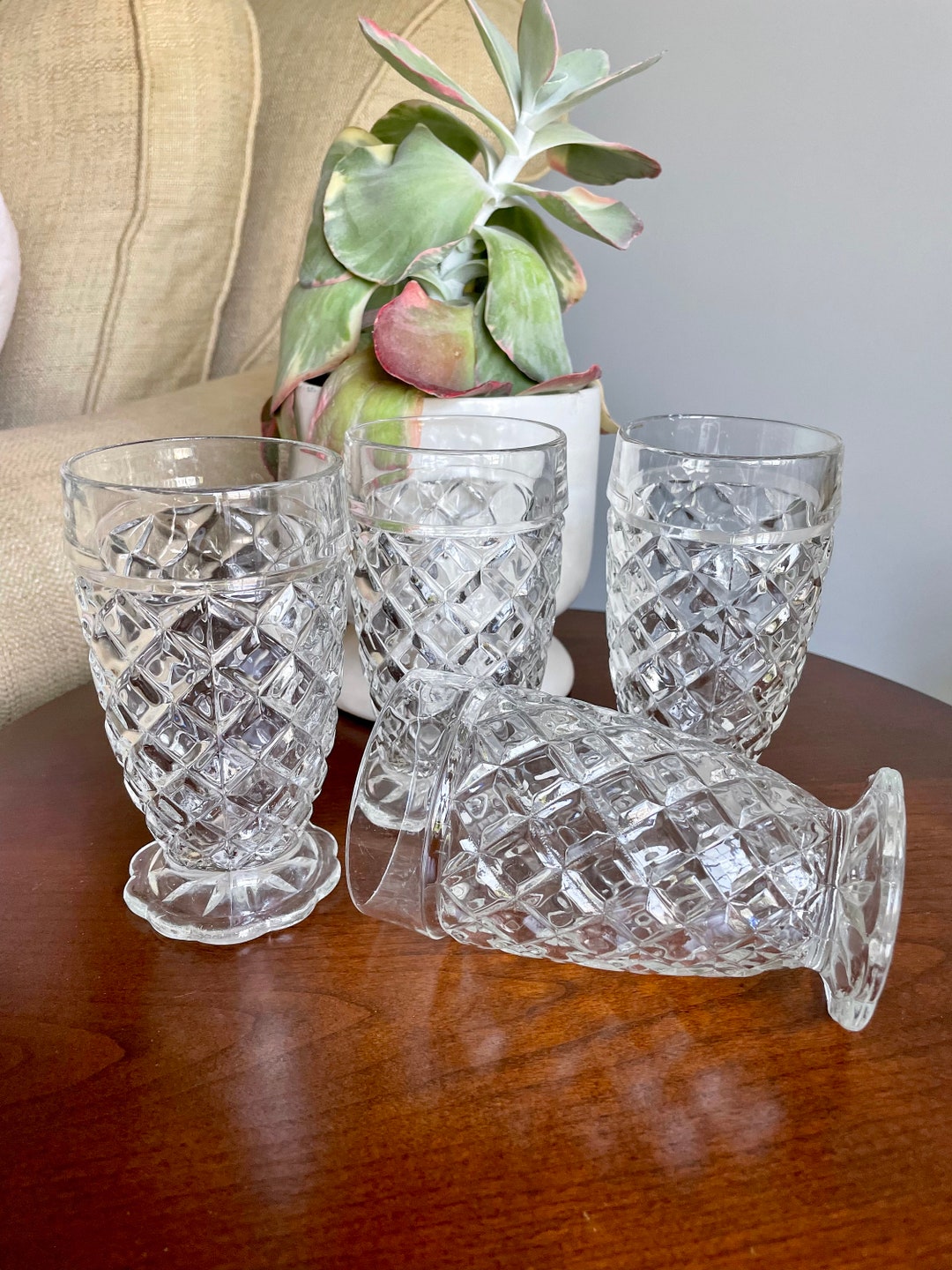 Diamond Patterned Glass Drinkware or Parfait Cups - Etsy