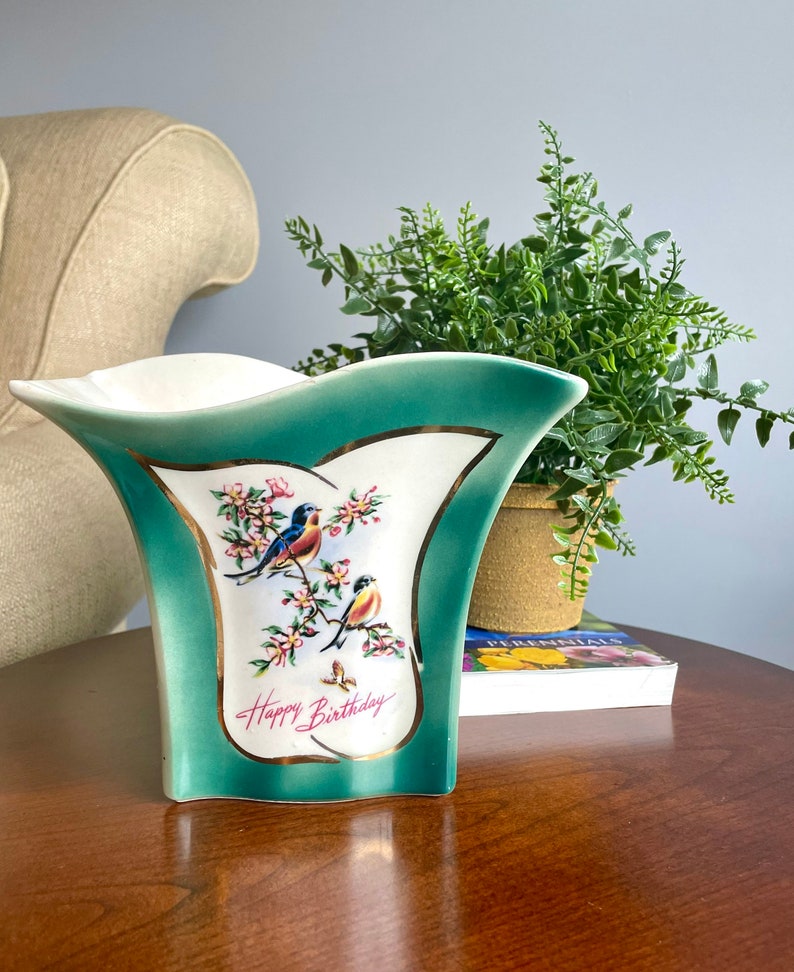 Vintage Happy Birthday Planter - Etsy