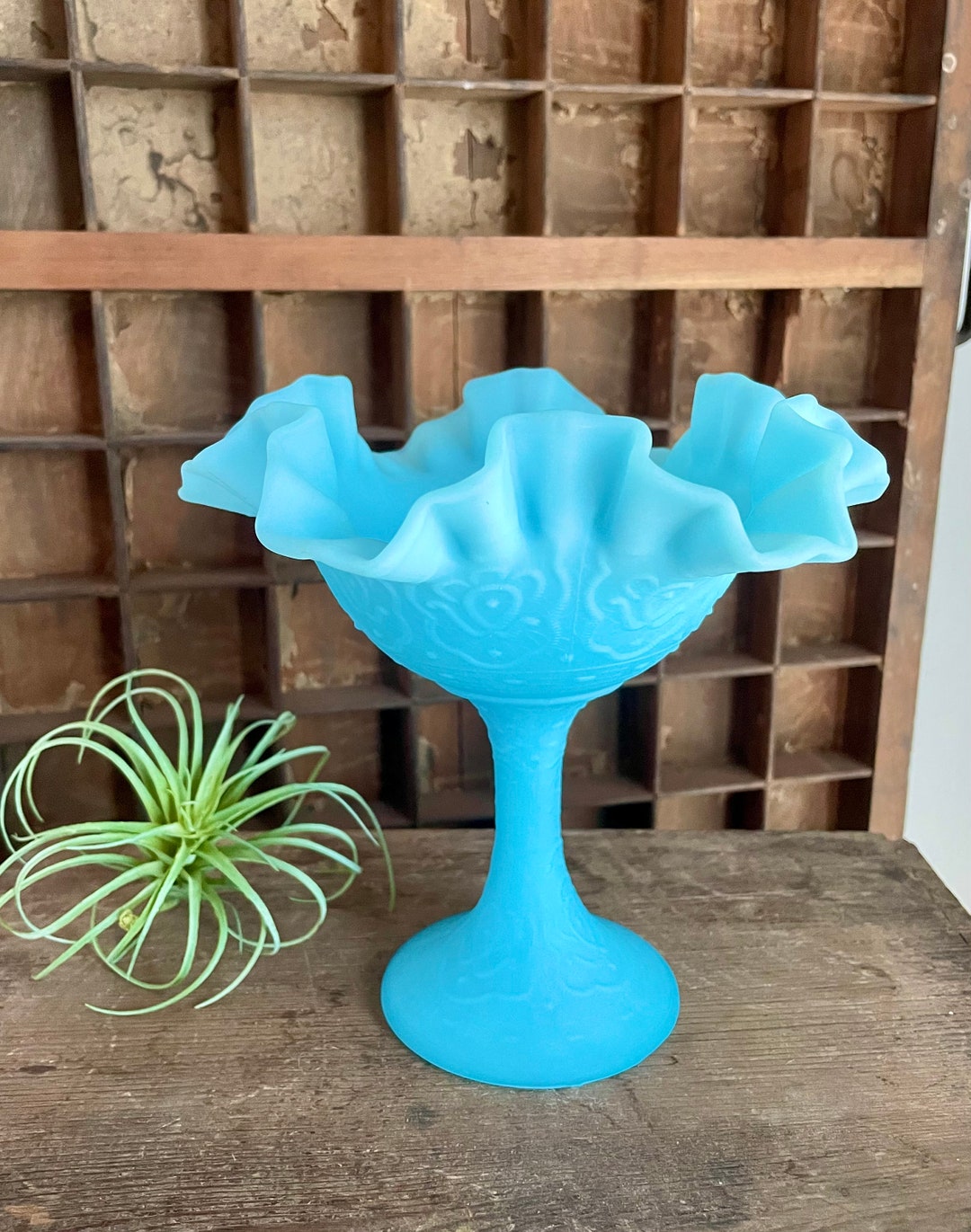 Blue Satin Ruffled Edge Dish - Etsy