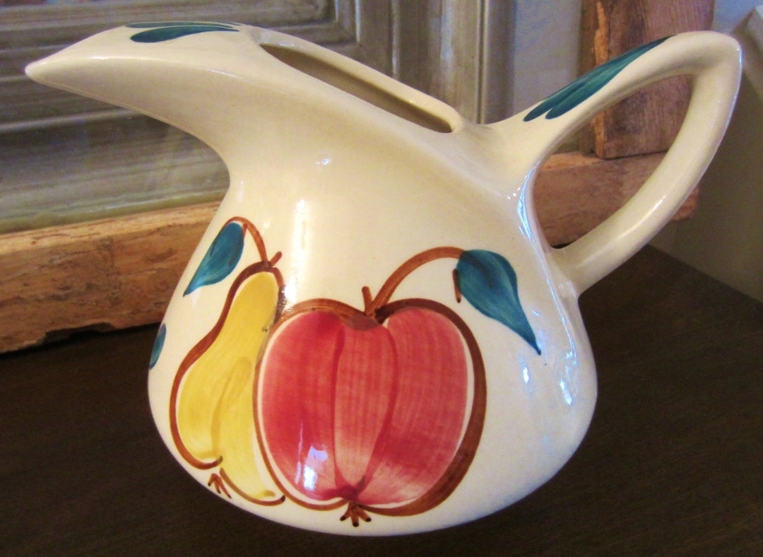 Vintage Purinton Pottery Pitcher Fruit Pattern Apple and Pear - Etsy
