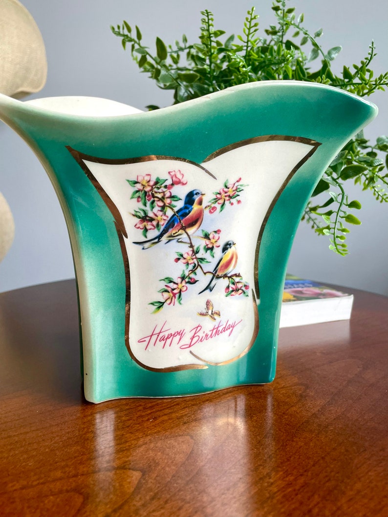 Vintage Happy Birthday Planter - Etsy