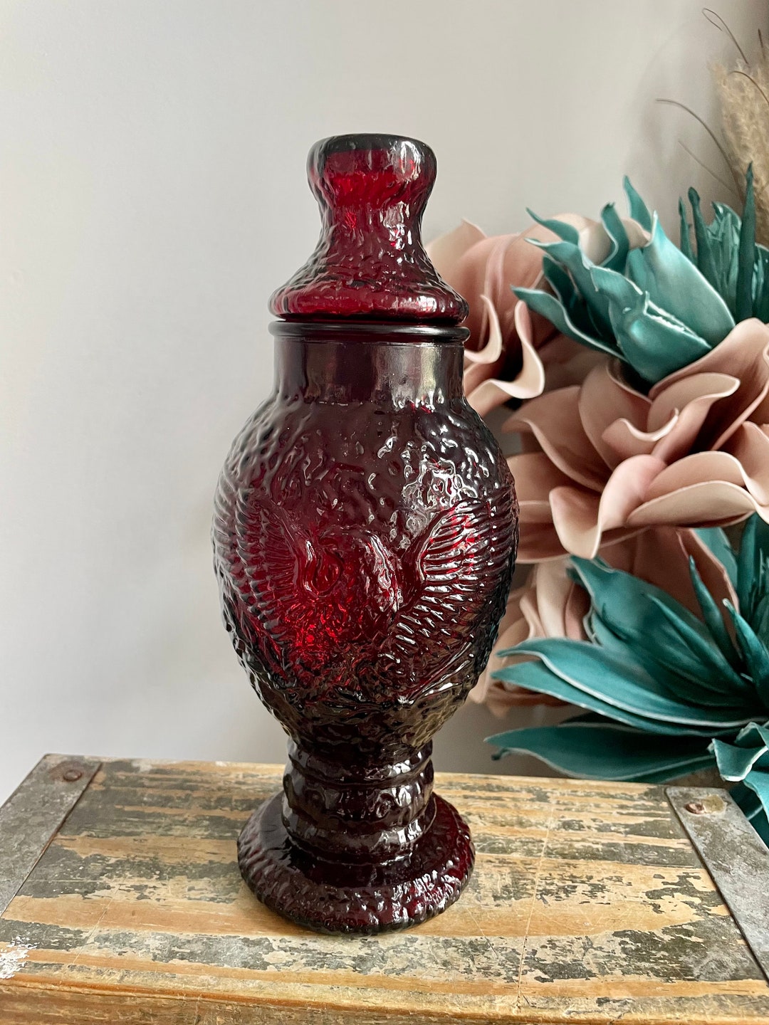 Wheaton Red Ruby Eagle Embossed Apothecary - Etsy