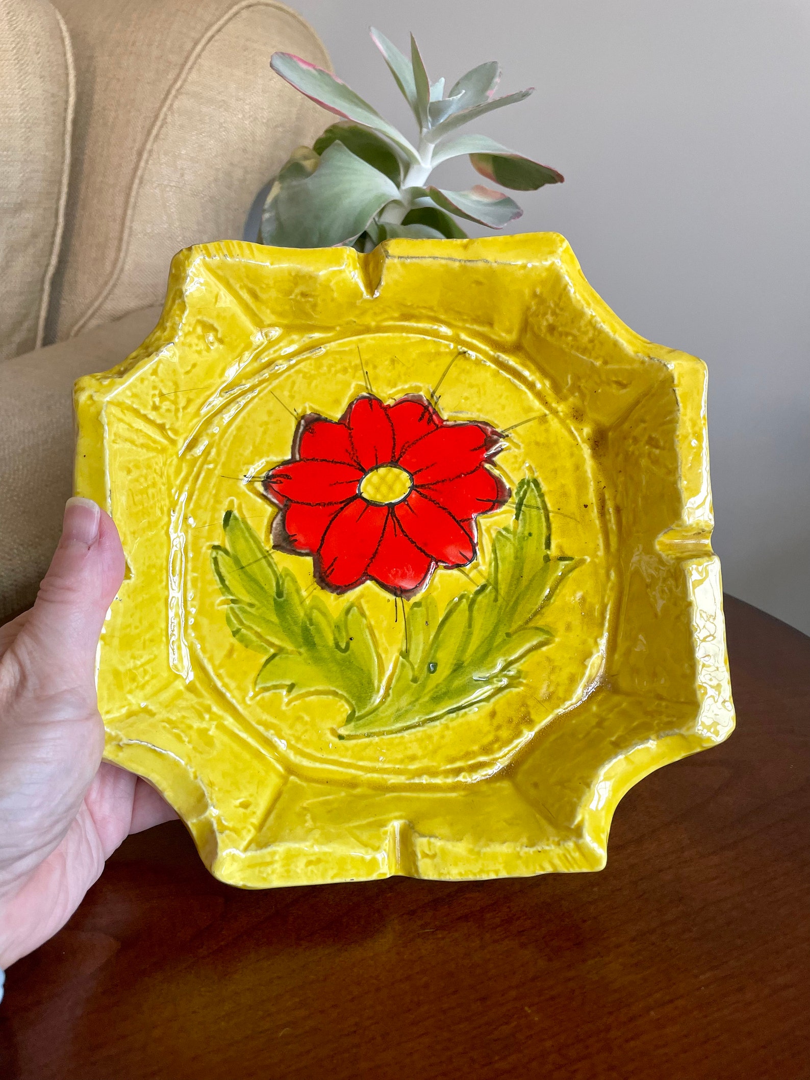 Retro Yellow Ashtray - Etsy