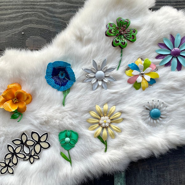 Enameled Flower Brooches - Etsy