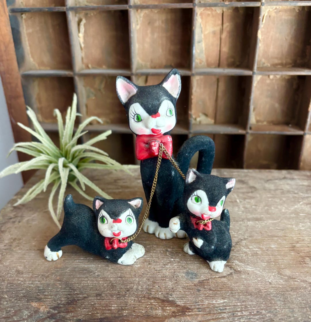 Flocked Chained Black Cats - Etsy