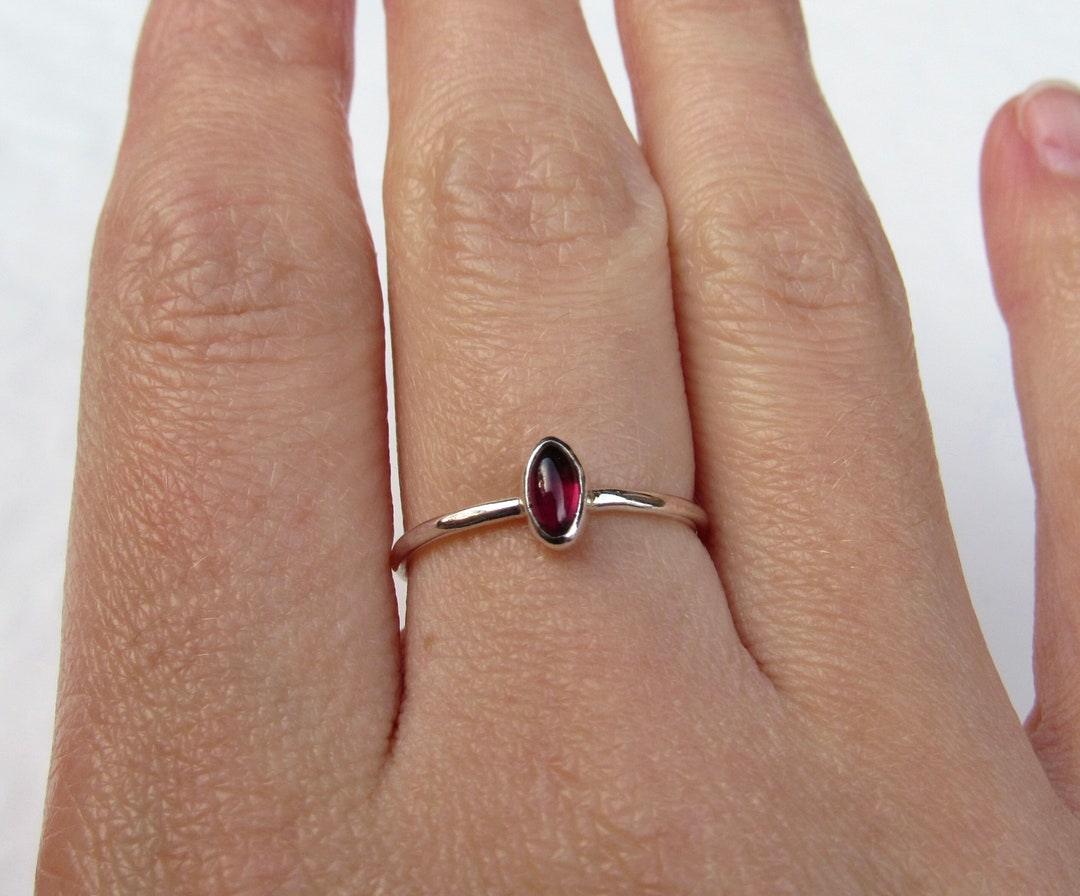 Garnet Stacker, Garnet Stacking Ring, Sterling Silver, Silver Stacker ...