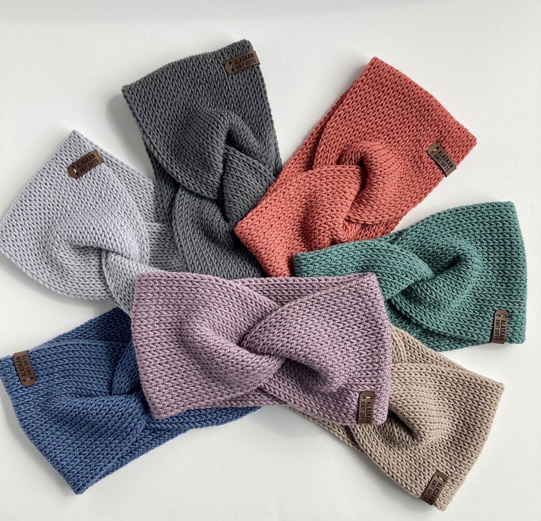 Women's Merino Wool Knitted Ear Warmer - Luxery Knit Head Wrap ...