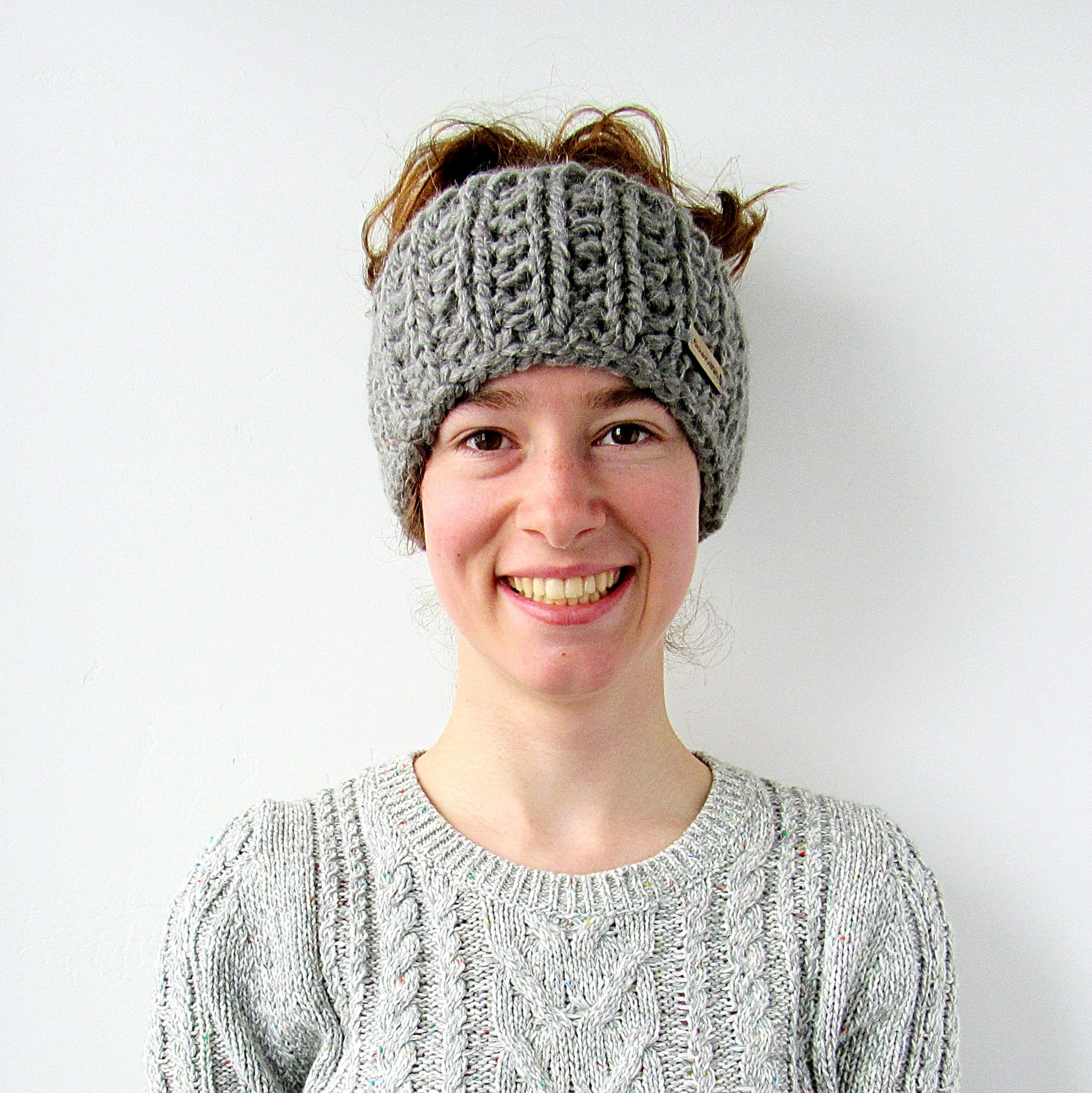 Chunky Knit Gray Ear Warmer Knitted Winter Headband With | Etsy