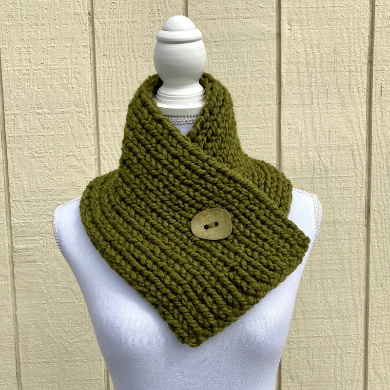 Knitted Button Scarf - Etsy