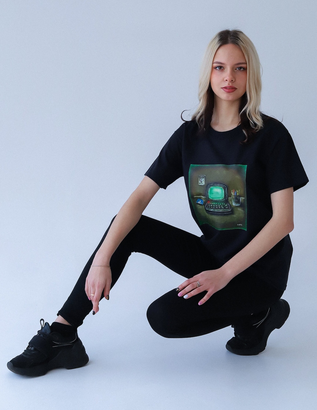 Vintage-inspired Midnight Laptop T-shirt, 'more Fun to Compute' Graphic ...