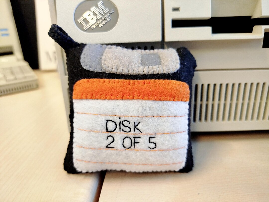 Floppy Disk Toy - "disk 2 of 5" Label, Black Diskette, 1980s, Handmade ...