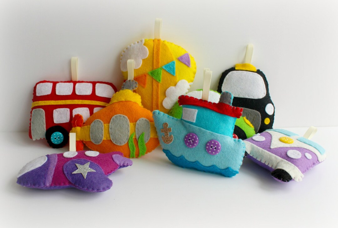 Felt Transport Garland. Handmade Set of 8 Felt Decorations. Felt ...