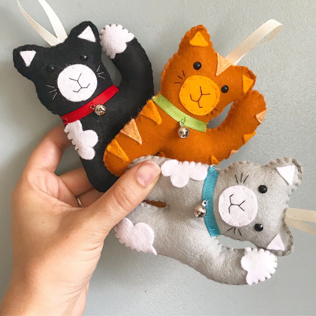 Handmade Felt Cat Decoration. Choose Your Own Colour and Pattern ...