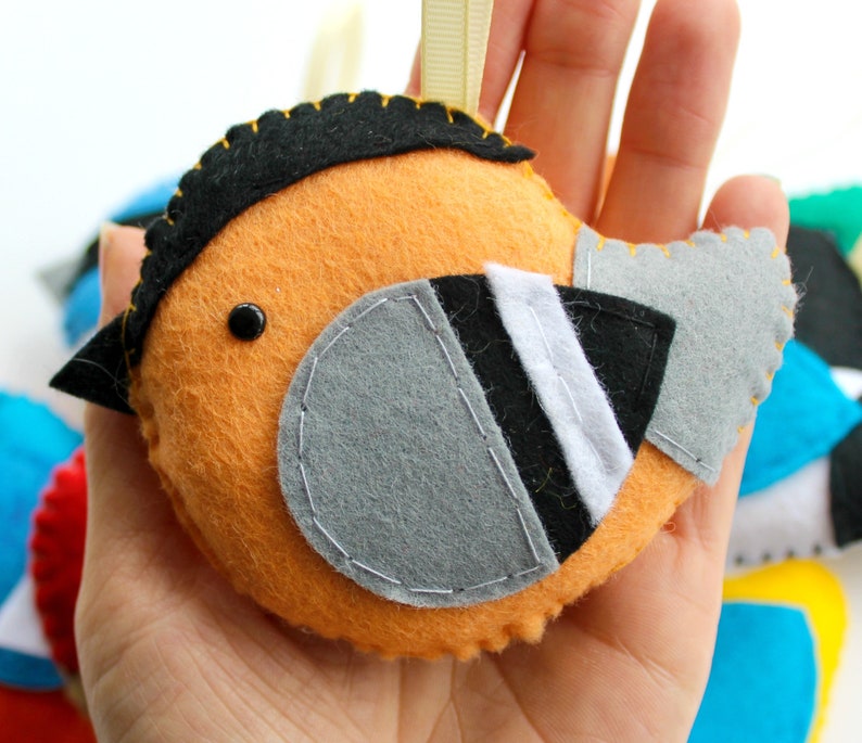 British Birds Garland. Set of 8 Felt Birds. Robin Goldfinch - Etsy