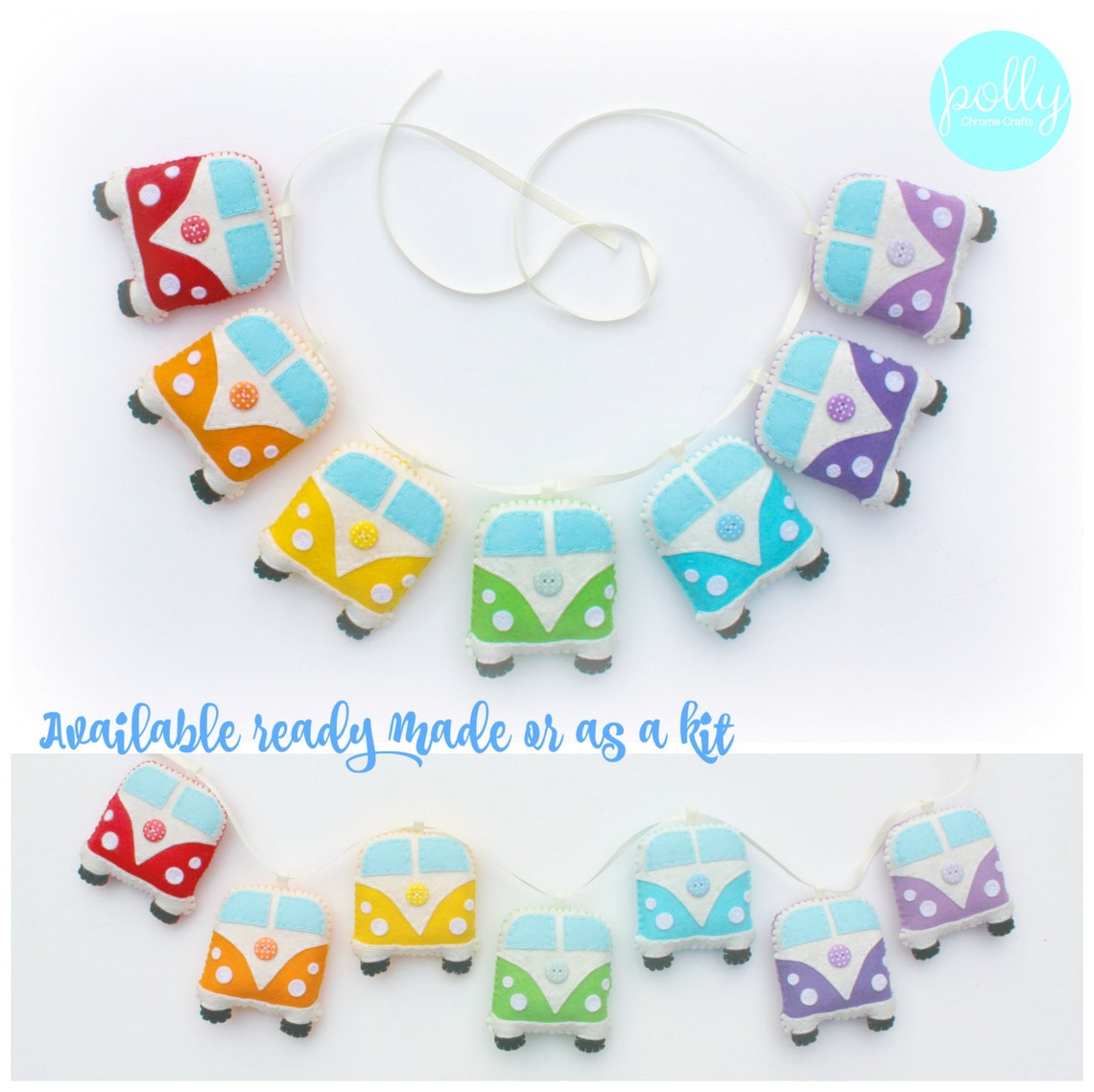 Make Your Own Felt Rainbow Camper Van Garland Kit. Felt Decorations ...