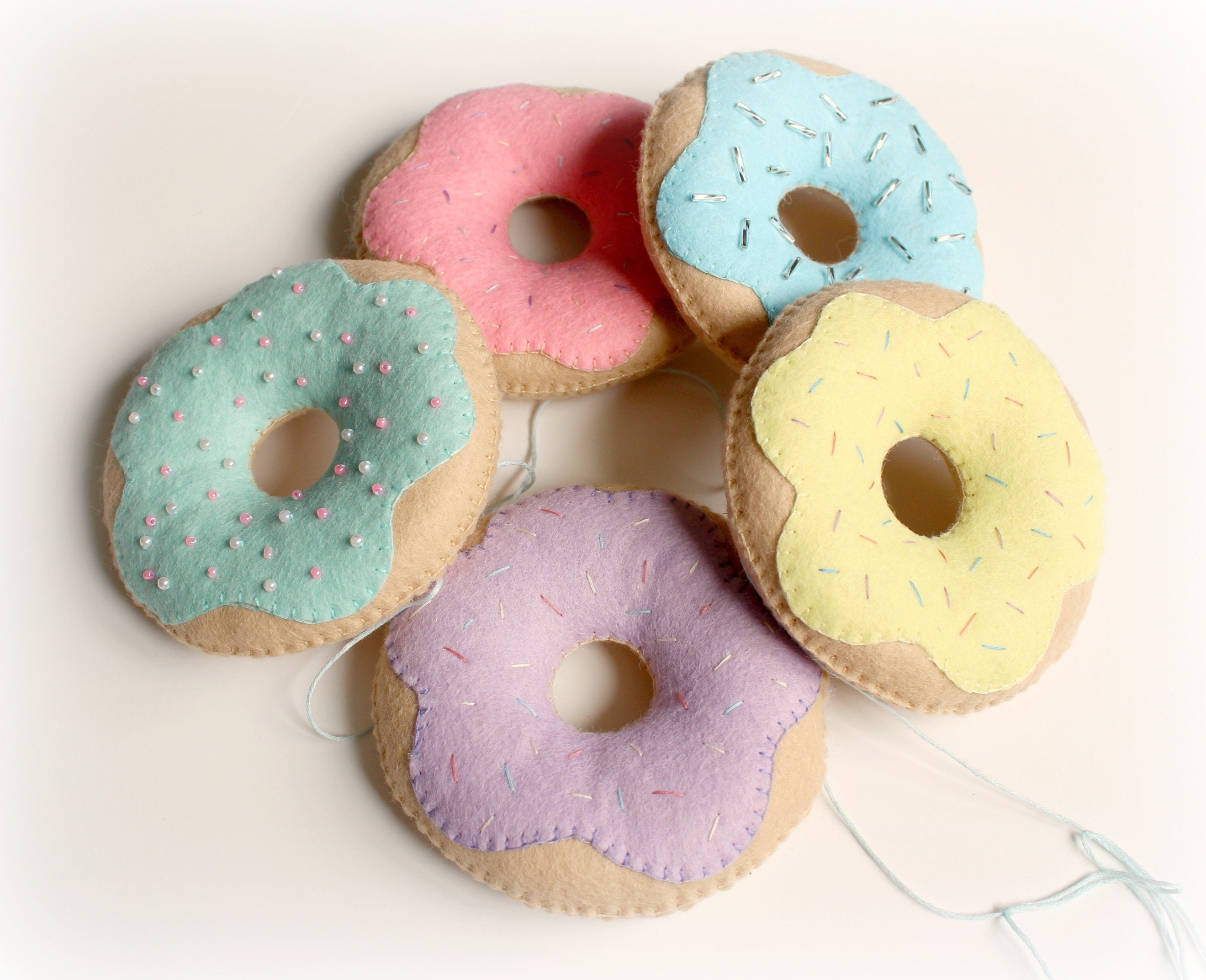 Felt Pastel Doughnut Garland. Handmade set of 5 felt donut | Etsy