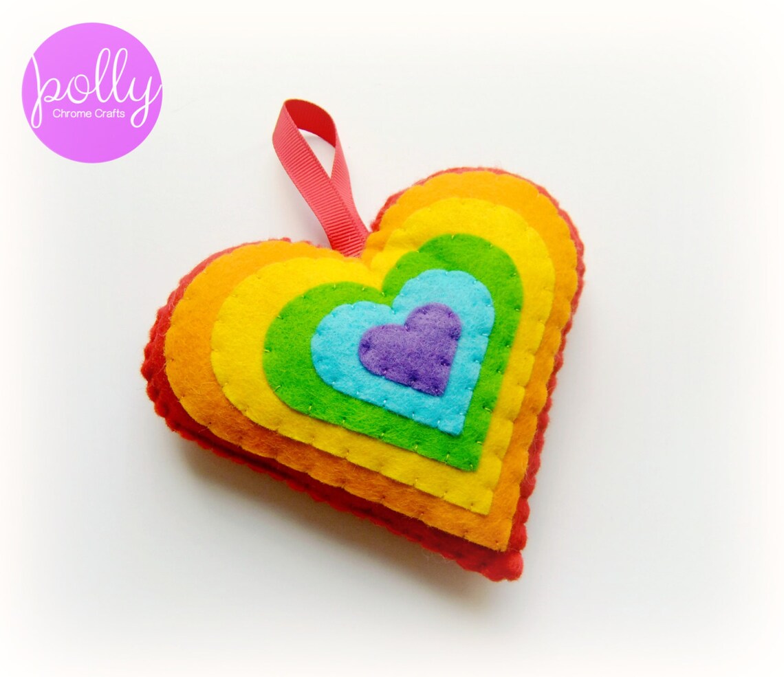 Rainbow Heart Hanging Decoration. - Etsy