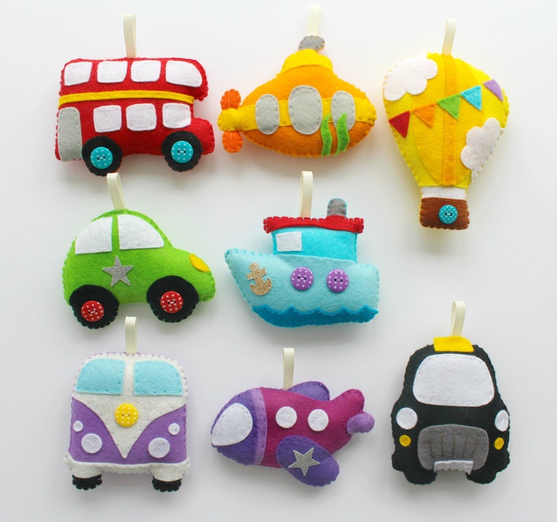 Felt Transport Garland. Handmade Set of 8 Felt Decorations. Felt ...