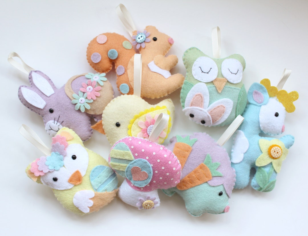 Felt Easter Woodland Garland Pattern: DIY Pastel Animal Ornaments (PDF ...