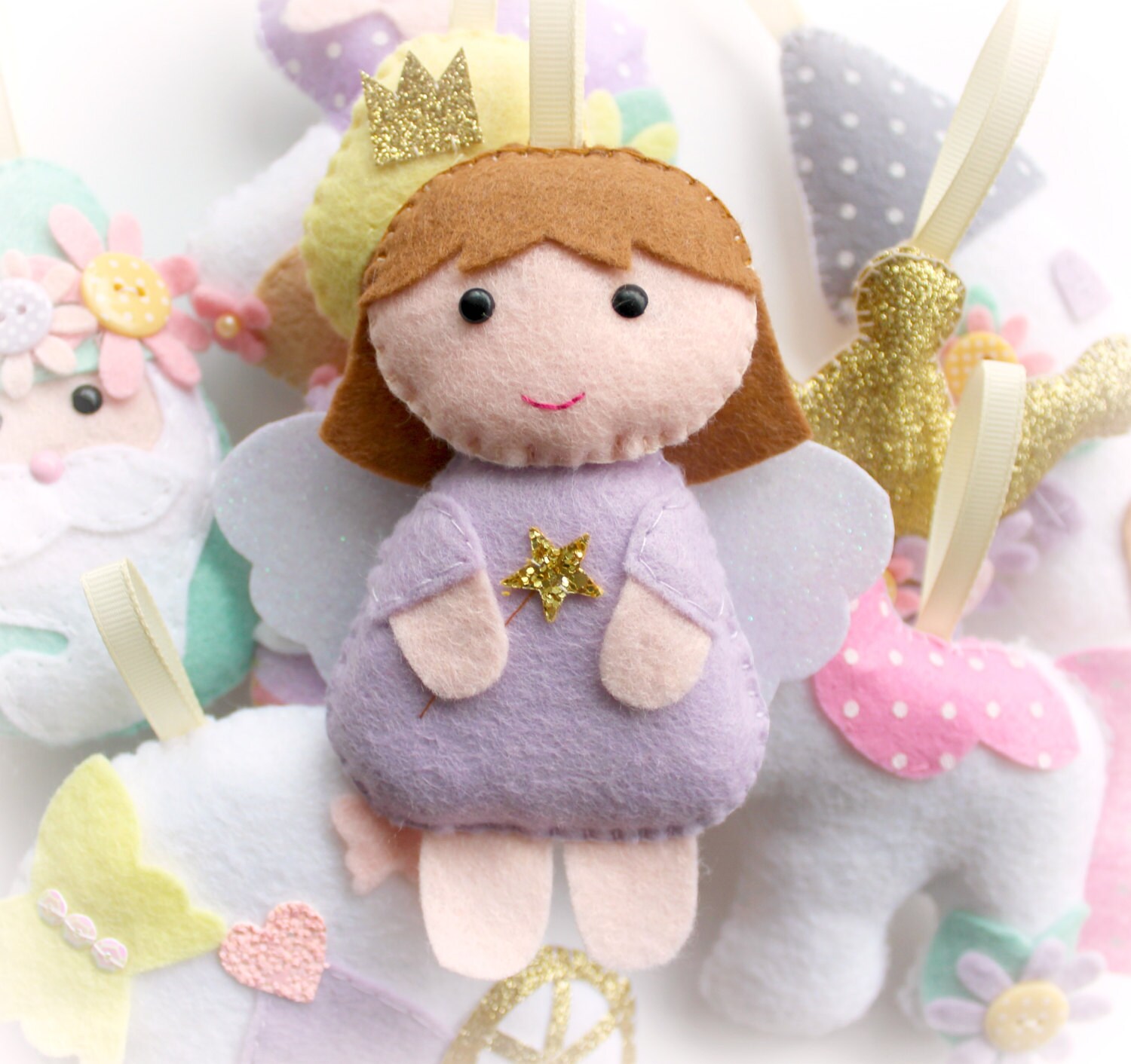 Felt Princess Garland Handmade Set of 8 Felt Decorations | Etsy